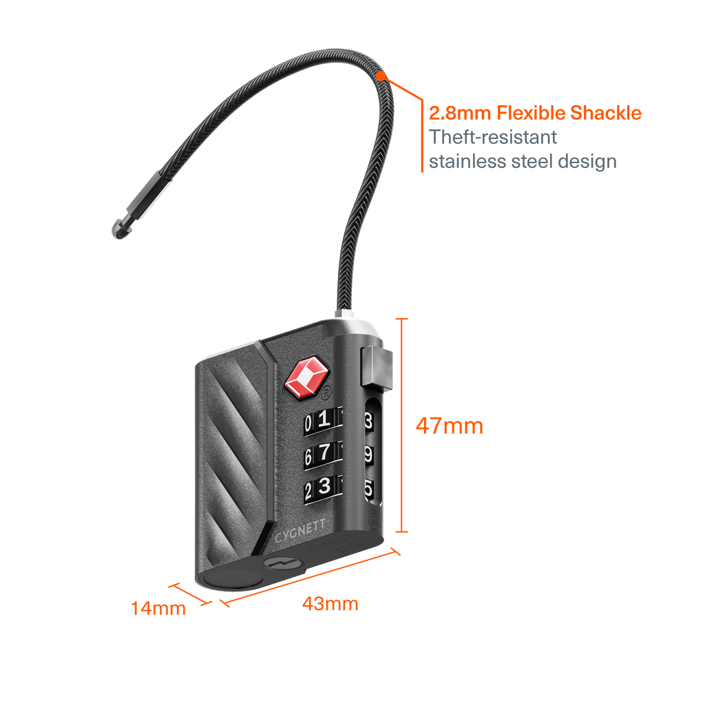 Bluetooth® TravelTag TSA Lock with USB-C Recharging – Cygnett
