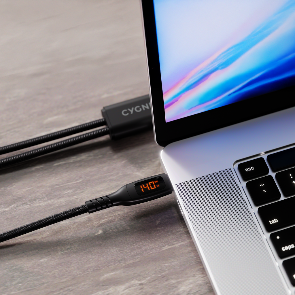 140W USB-C to Dual USB-C Split LED Cable - 1.5M – Cygnett